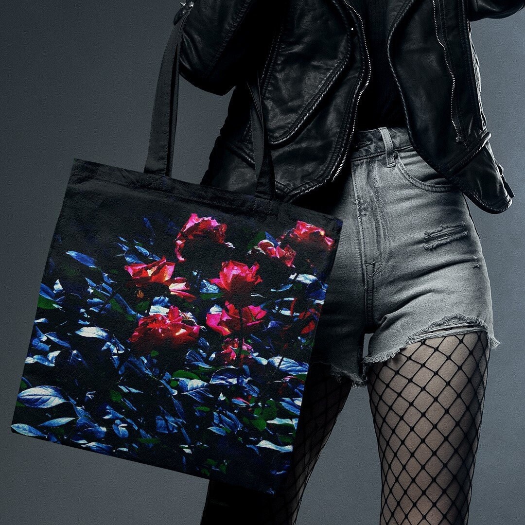 Dark Rose Goth Tote Bag: Romantic Aesthetic, Dark Academia Bag, Crimson ...