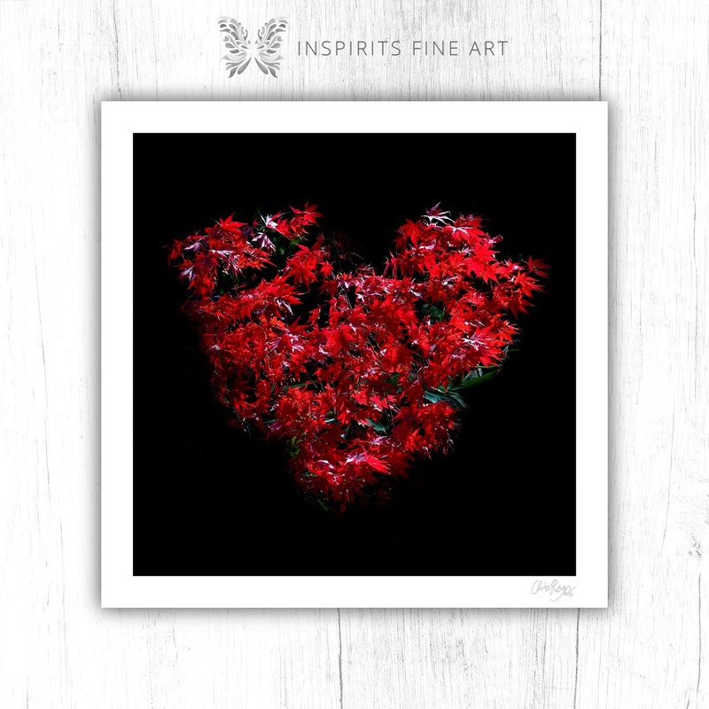 Maple Leaf Print With Heart - Etsy