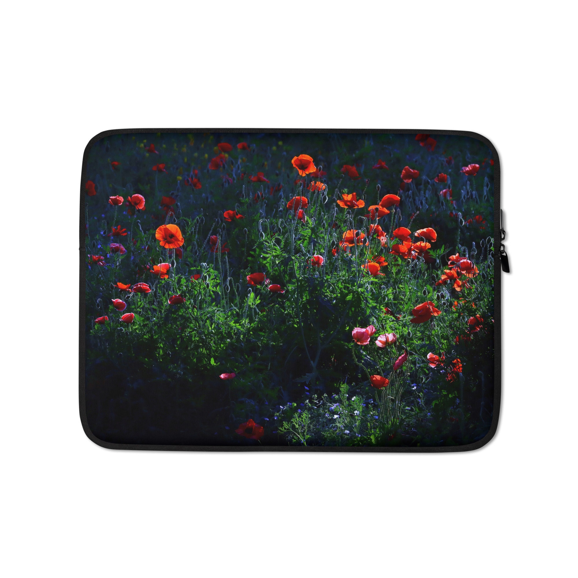 California Poppy Laptop Sleeve, Crimson Red Poppy Flower Meadow Case ...