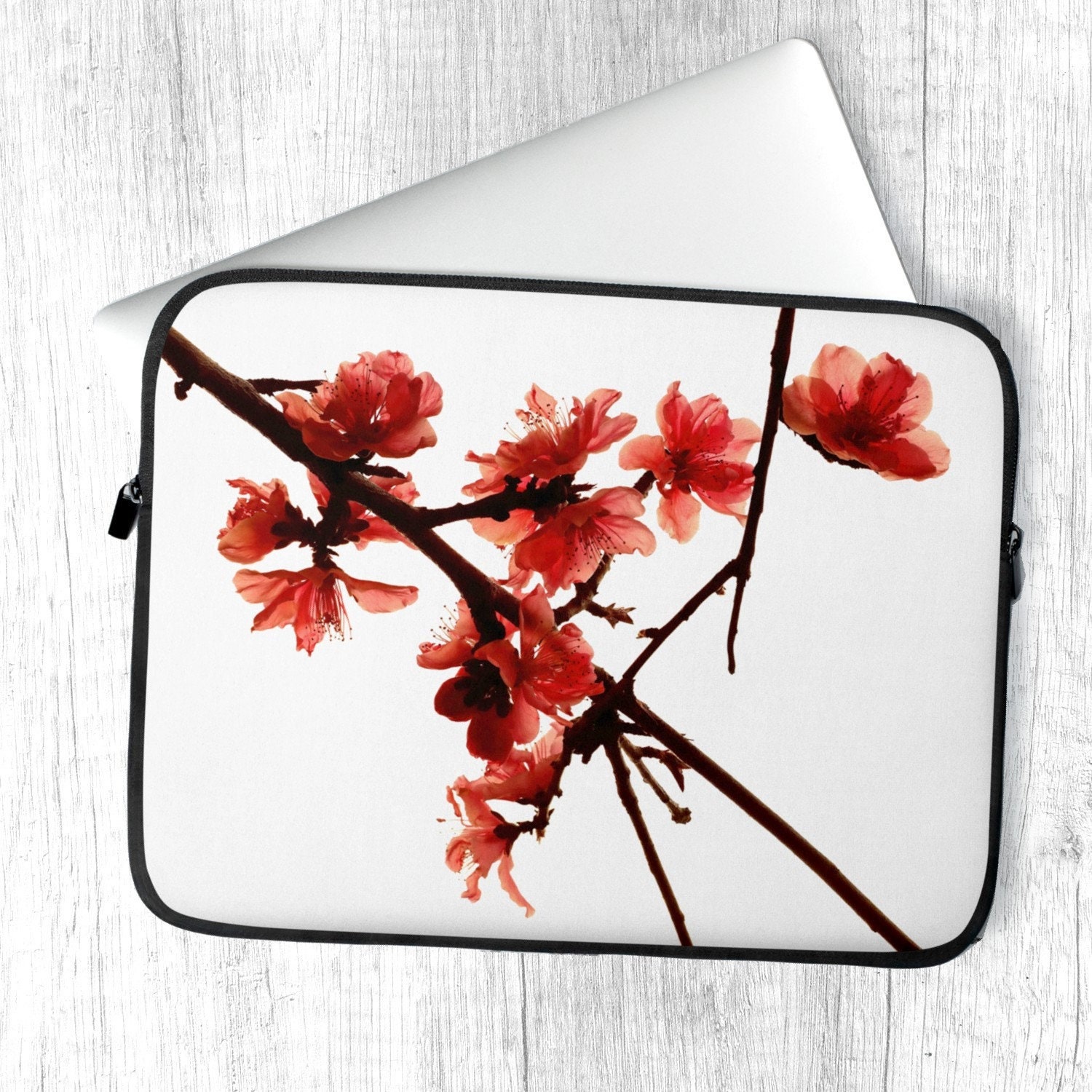 Minimalist Red Peach Flower Laptop Sleeve for MacBook Air Pro Dell Asus ...