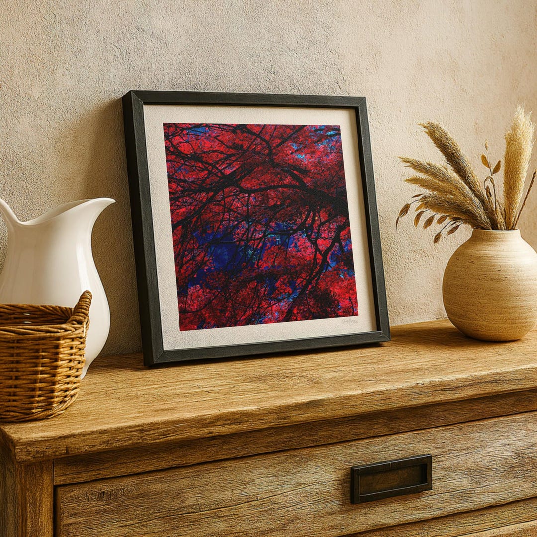 Red Maple Wall Art Japanese Garden: Maple Leaf Decor, Abstract Tree Art ...