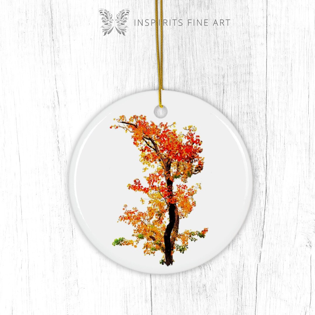 Colorful Fall Tree Ornament, Autumn Leaf Farmhouse Ornament / Keepsake ...