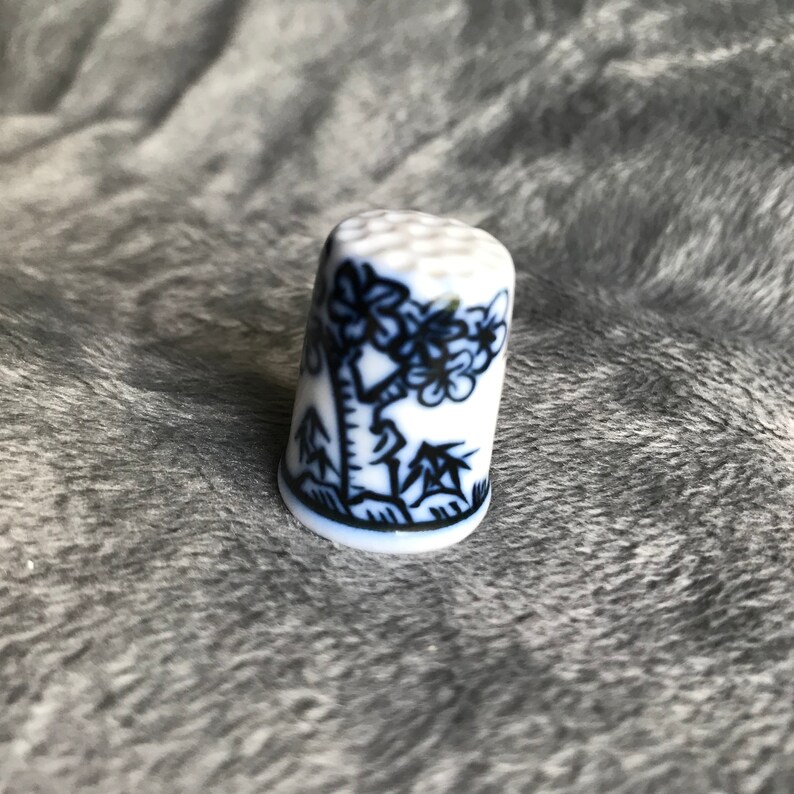 Vintage Thimble Hand Painted Blue and White Porcelain Tree - Etsy