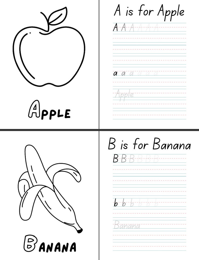 Pre-school Alphabet Coloring and Manuscript Workbook - Etsy