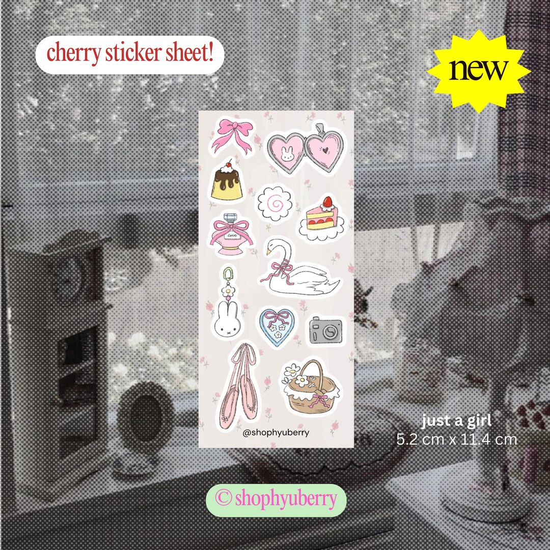 Just A Girl Trinket Cottagecore Coquette Sticker Sheet, Bujo Journal ...