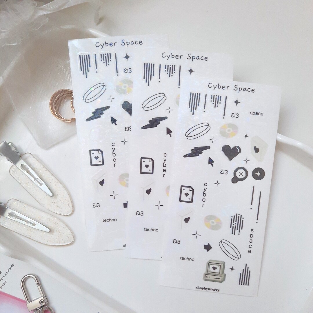 Cyber Y2k Sticker Sheet Polco Stickers, Bujo Vinyl Kpop Journal ...