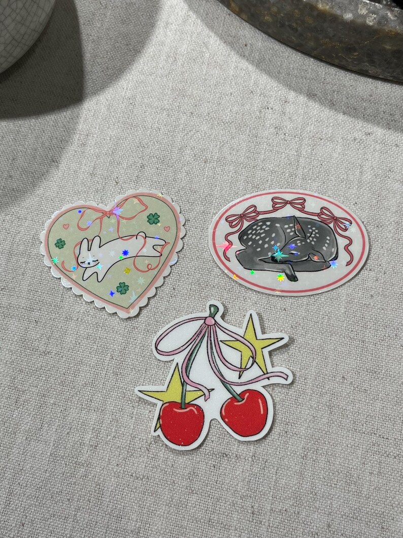 Y2k Die Cut Cherry Vinyl Coquette Stickers, Waterproof, Journal ...