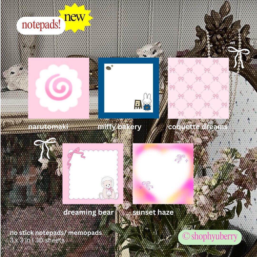Y2K Coquette Korean Notepads, Gifts Ideas for Her, Cute Kawaii Notepads ...