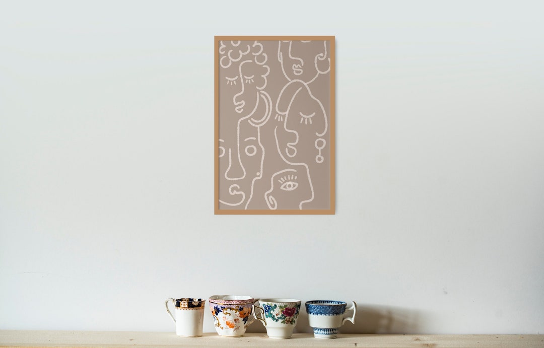 Abstract Line Drawing One Line Abstract Print Neutral Beige - Etsy