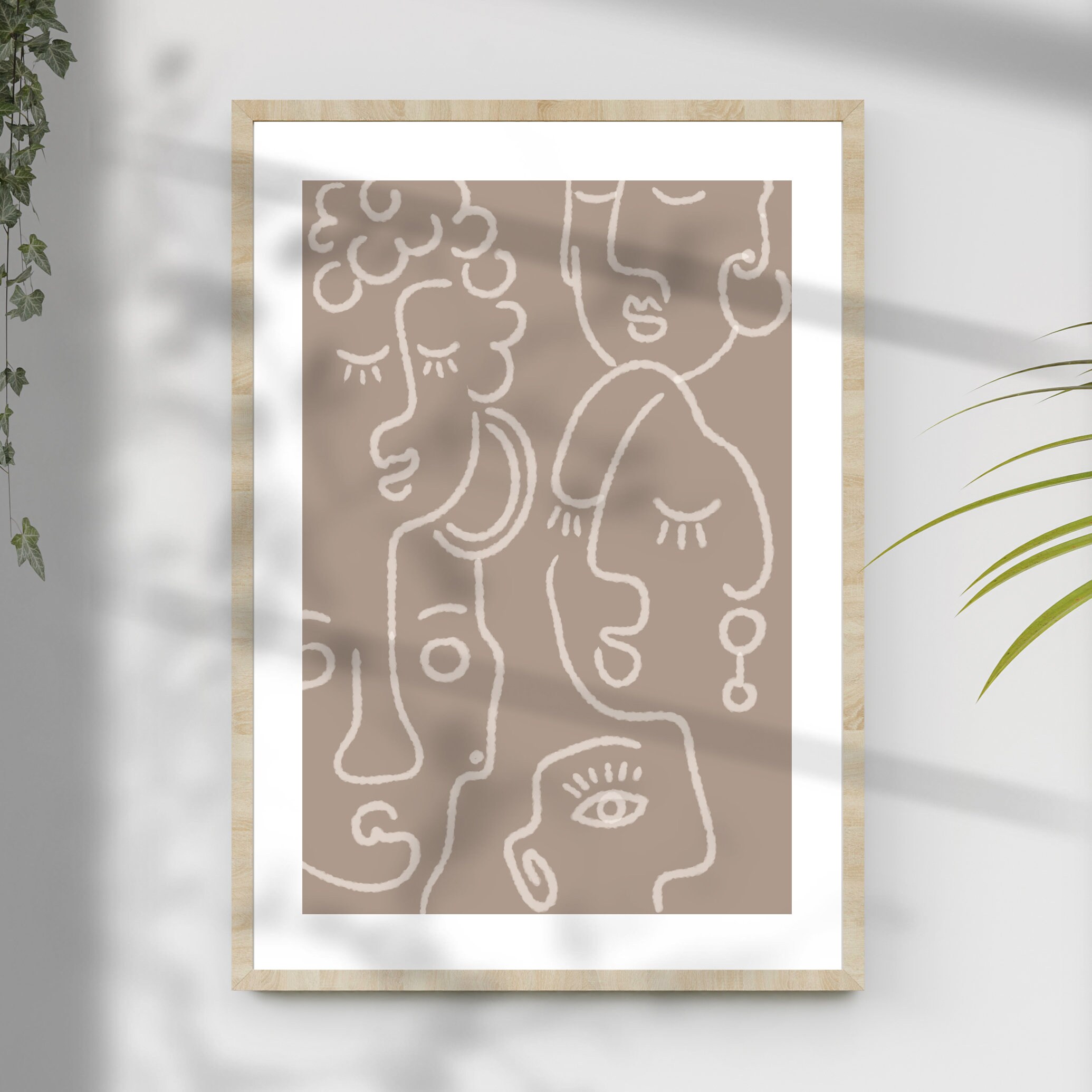 Abstract Line Drawing One Line Abstract Print Neutral Beige - Etsy