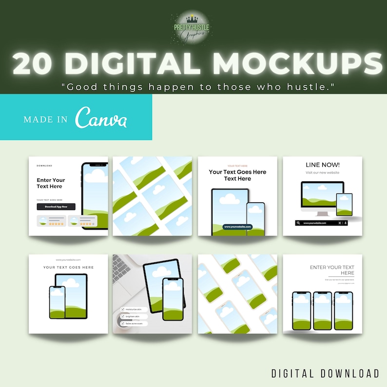 20 Digital Product Mockups | Digital Mockup | Canva Template | iPhone ...