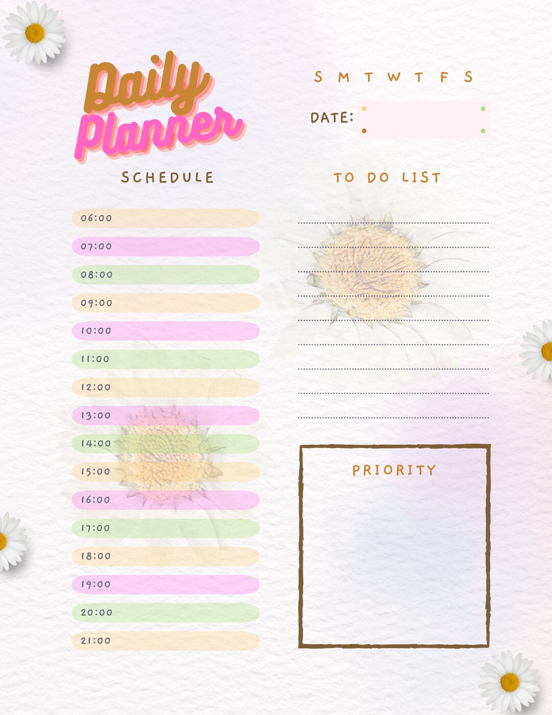 Daily Planner, Printable Planner, Daily to Do List, Instant Download ...