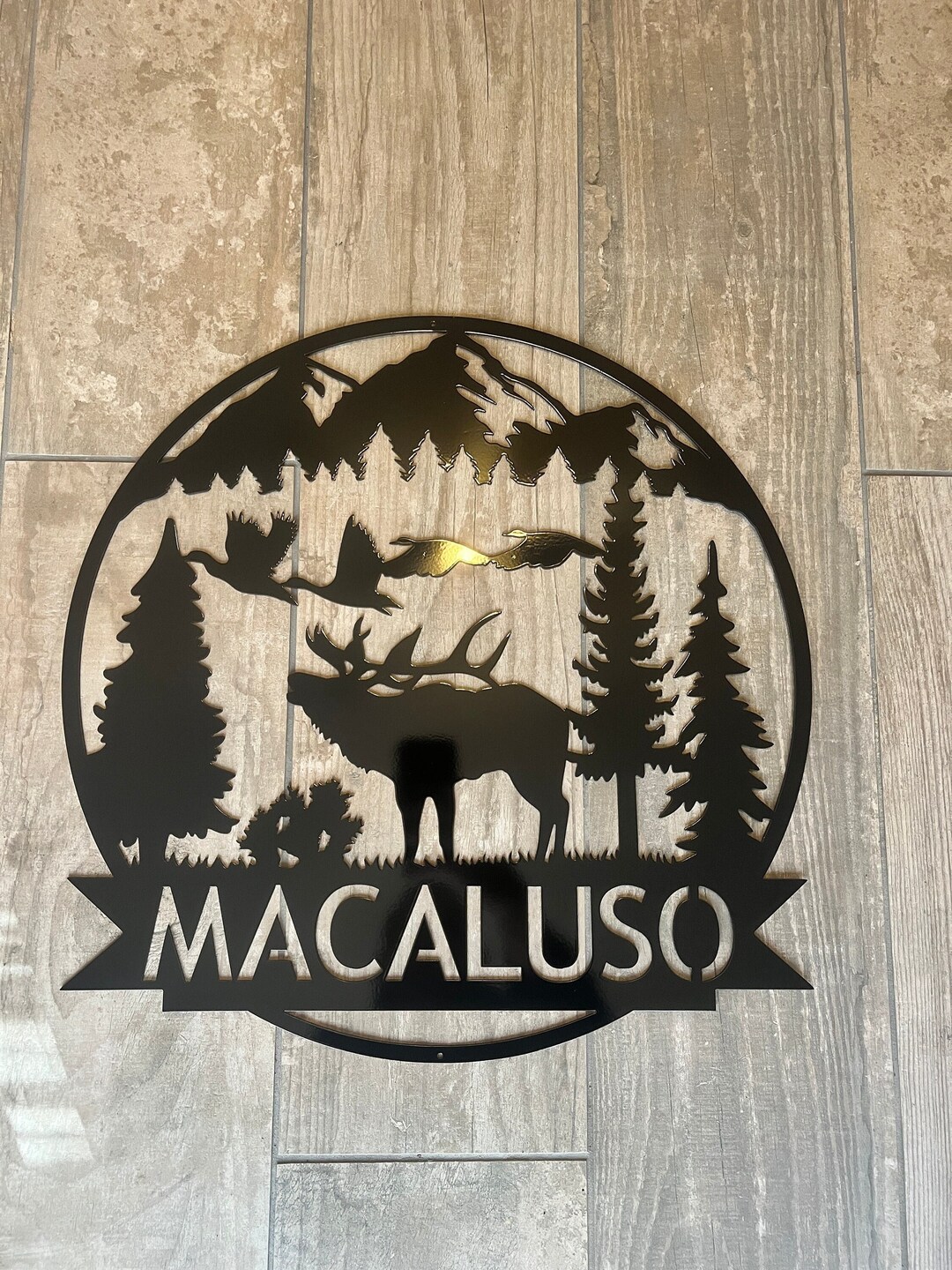 Metal Family Name Sign | Metal Elk Sign | New Home Gift | Last Name ...