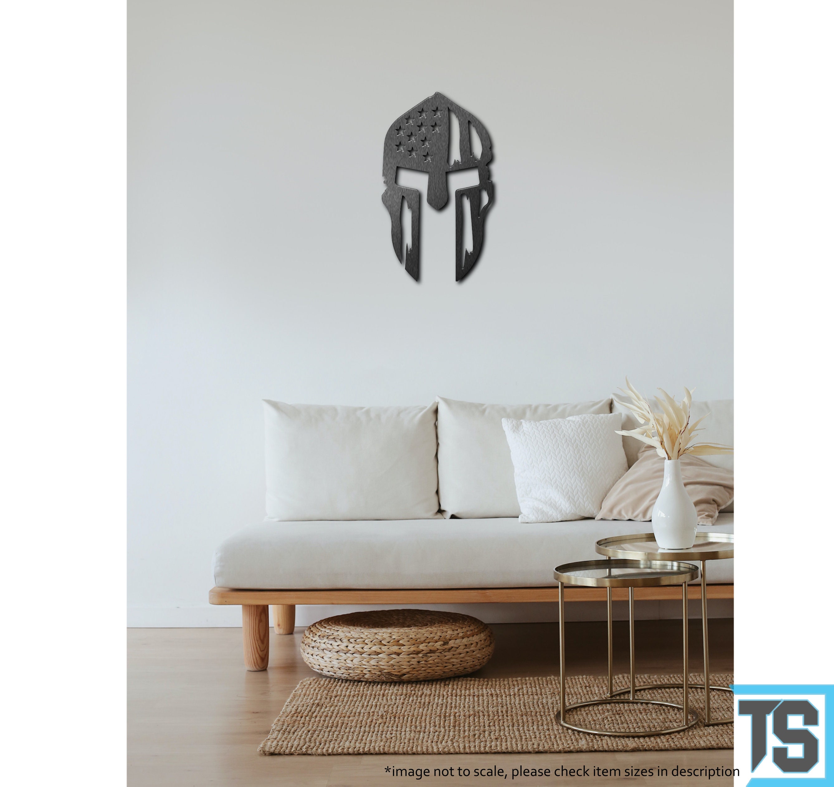 Spartan Helmet American Flag Personalized Metal Sign, Metal Signs ...