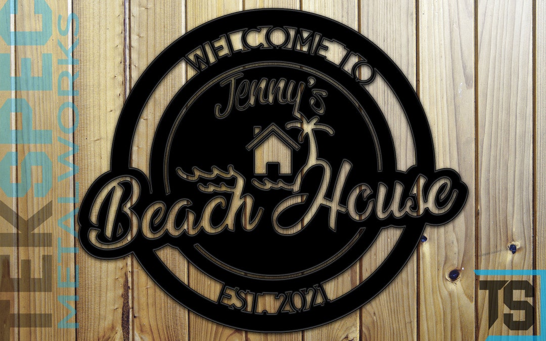 Personalized Beach House Metal Sign, Custom Name Metal Sign, Beach ...