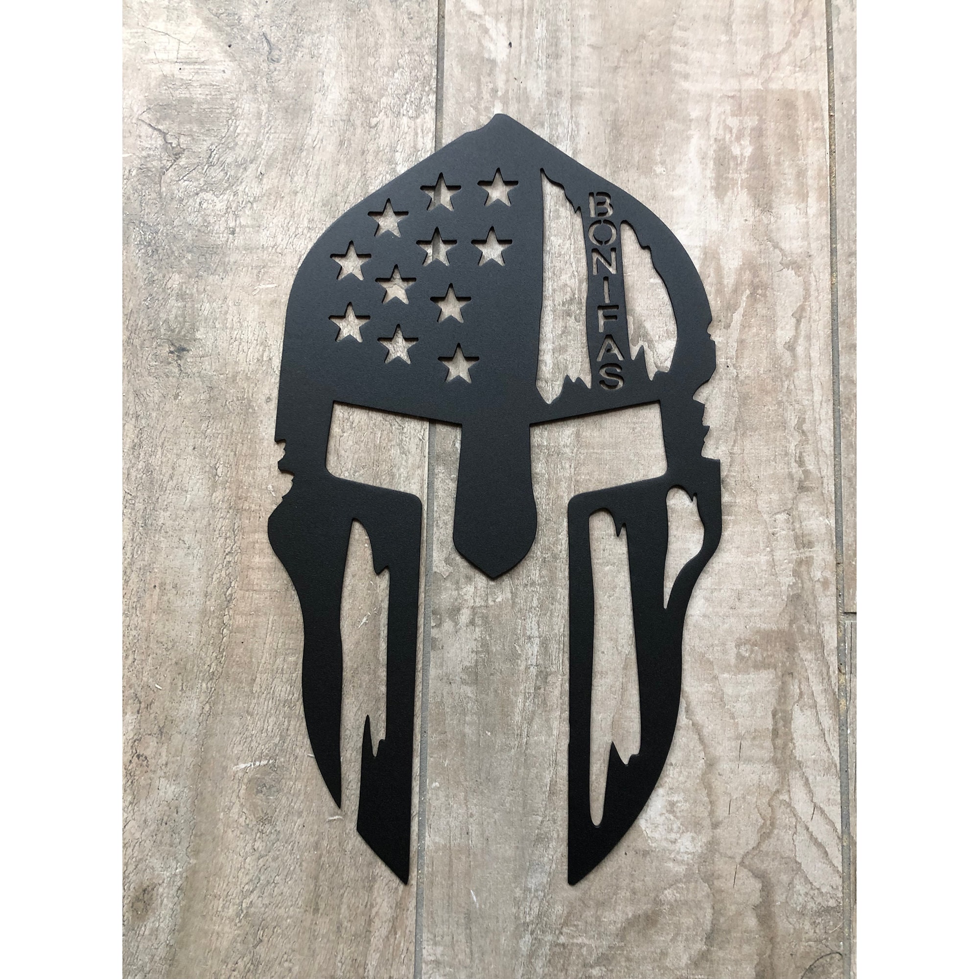Spartan Helmet American Flag Personalized Metal Sign, Metal Signs ...