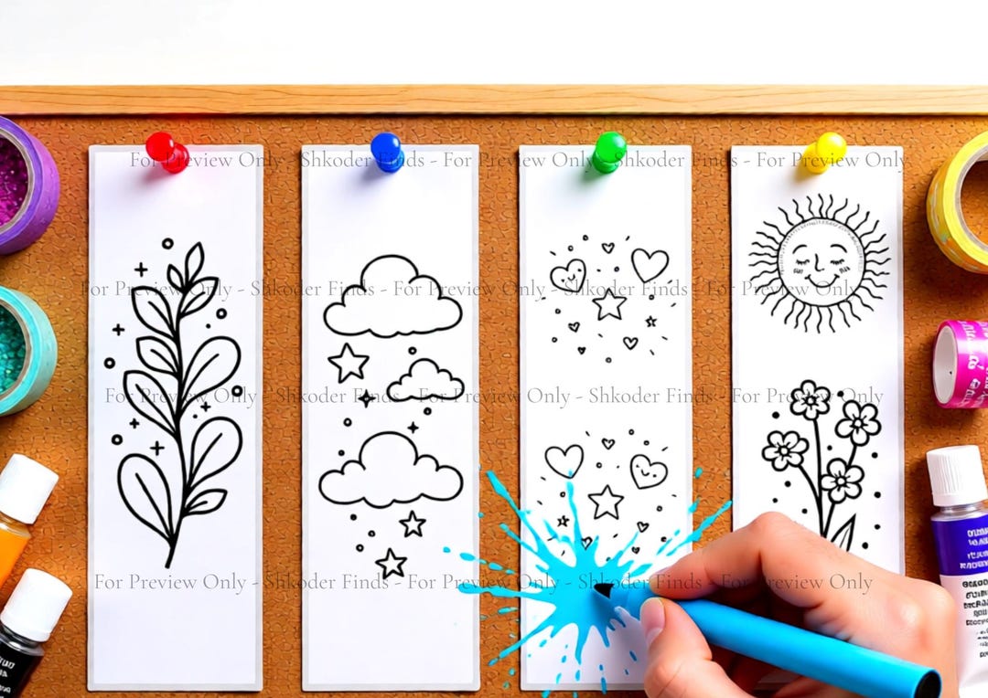 Coloring Bookmarks Printable - Calming Nature Designs, Minimalist Style ...
