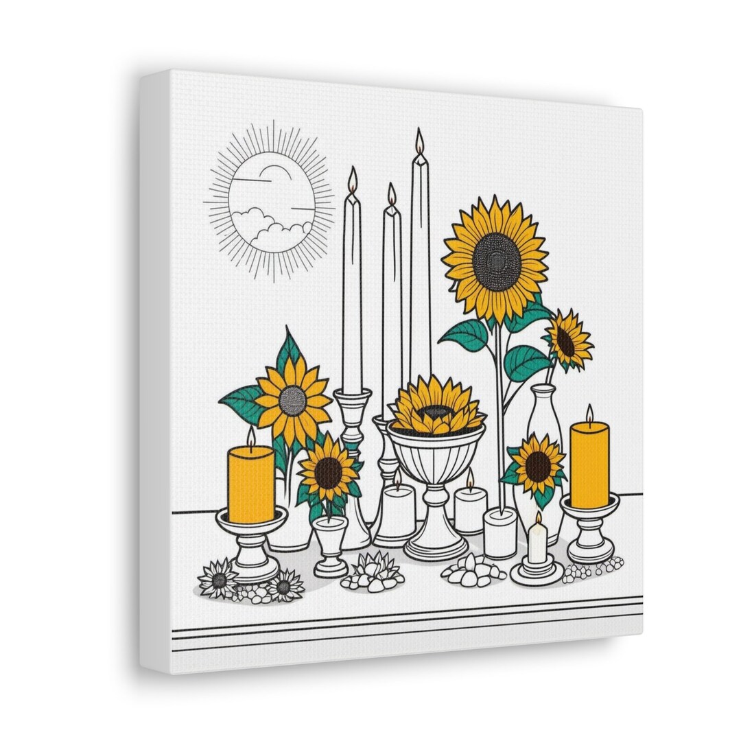 10 X 10 Sunflower Table Setting Canvas Gallery Wrap Litha Decor - Etsy