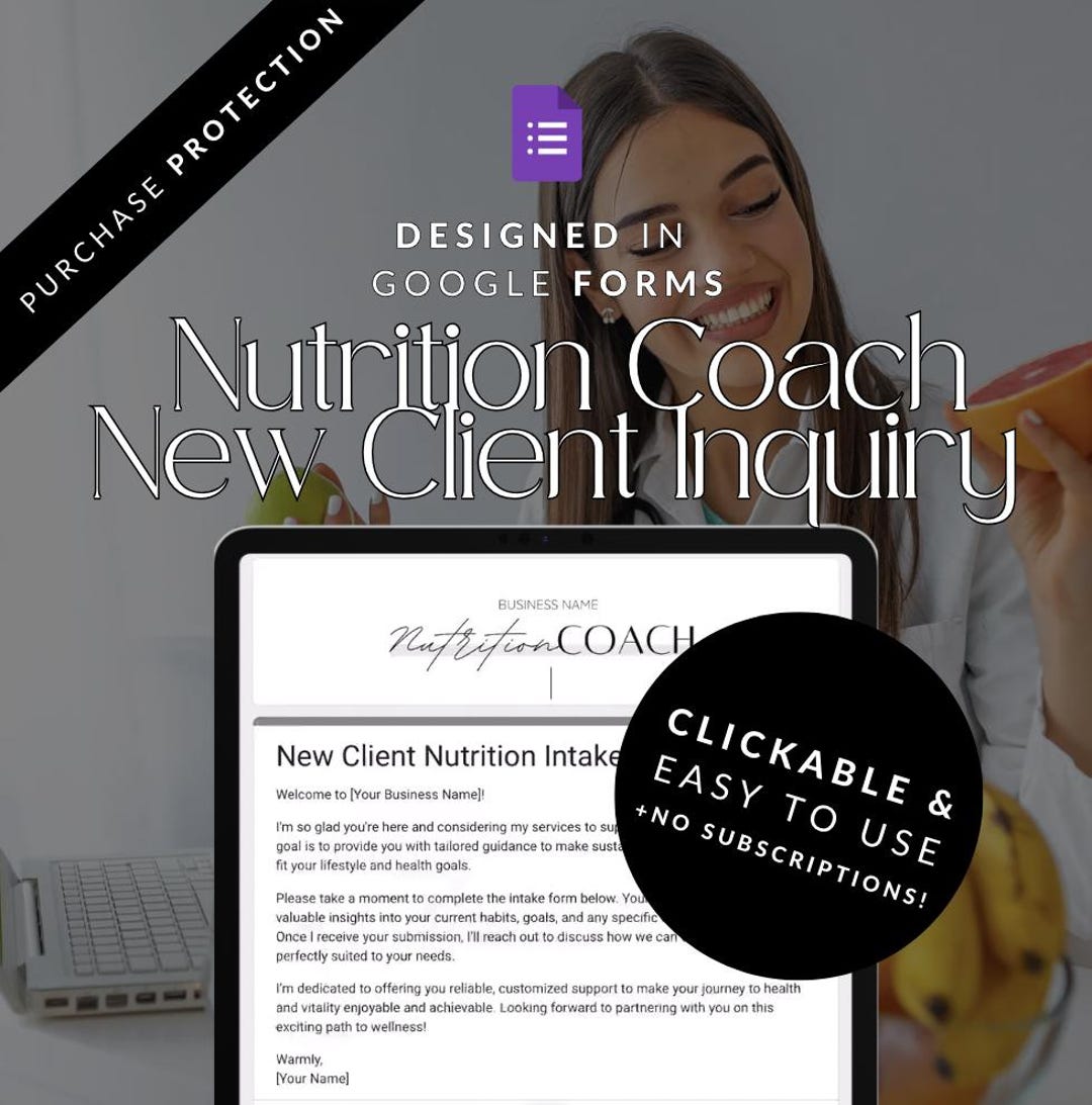 Nutrition Coach Intake Form, Google Form, Canva Template - Etsy