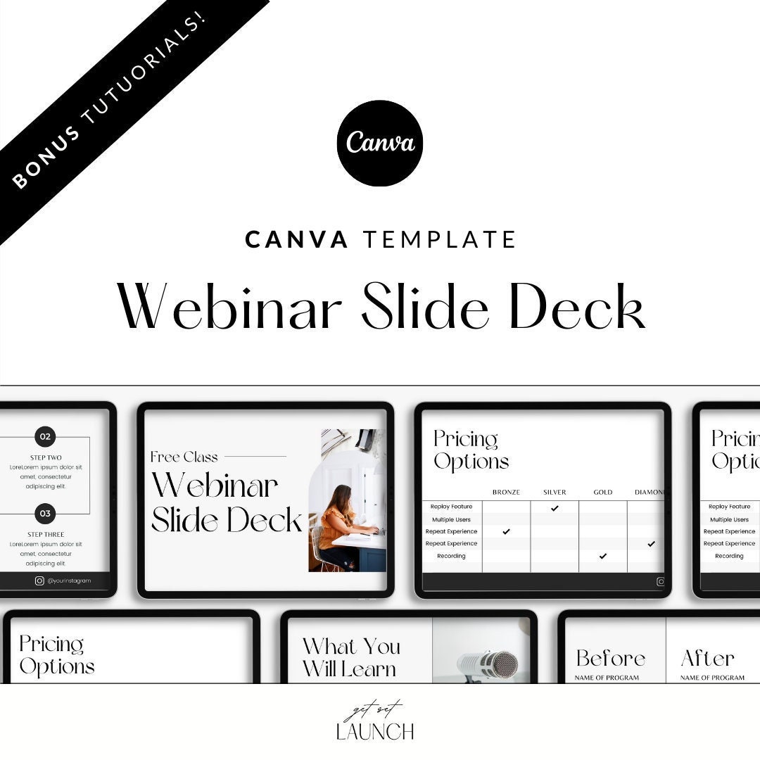 Webinar Slide Deck | Online Course Slide Templates | Editable Canva ...