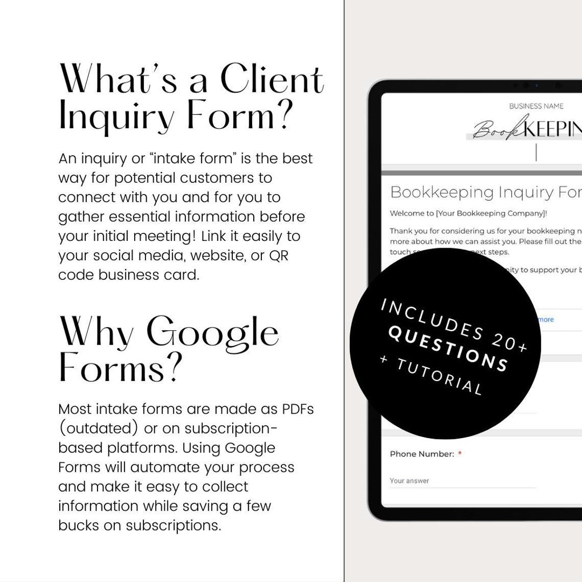 Bookkeeper New Client Intake Form - Editable Google Form Template - Etsy