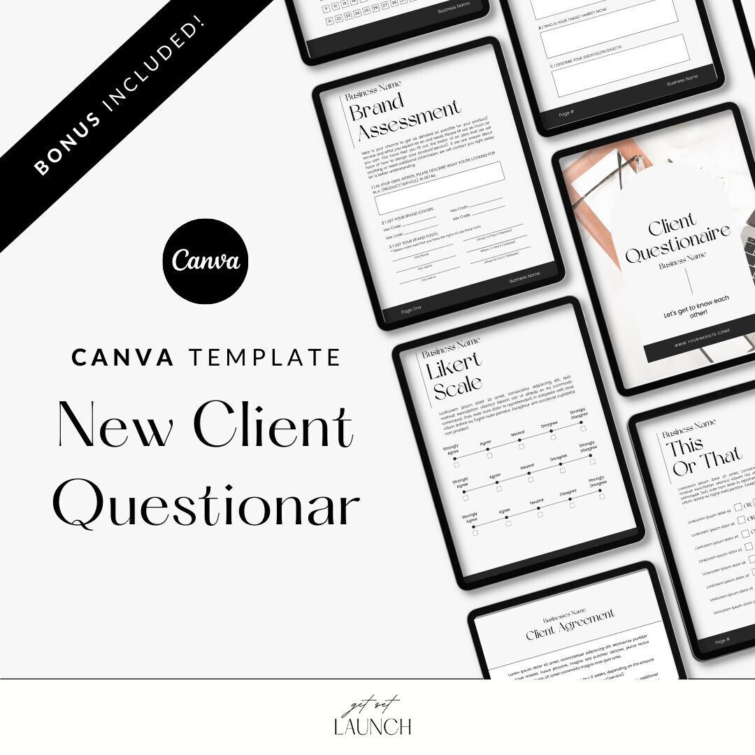 New Client Questionnaire Template Canva Template Business | Etsy Canada
