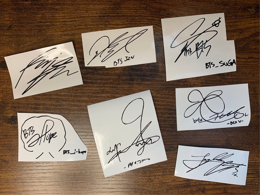 BTS Autograph Inspired Decal Stickerrm Jin Suga J Hope Jimin V Jungkook ...