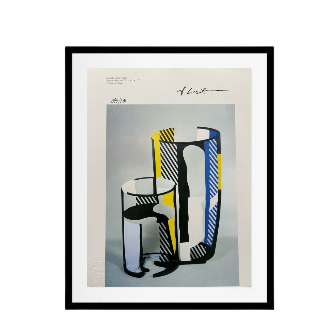 Roy Lichtenstein Print, Double Glass, 1980 Signed Offset Lithograph ...