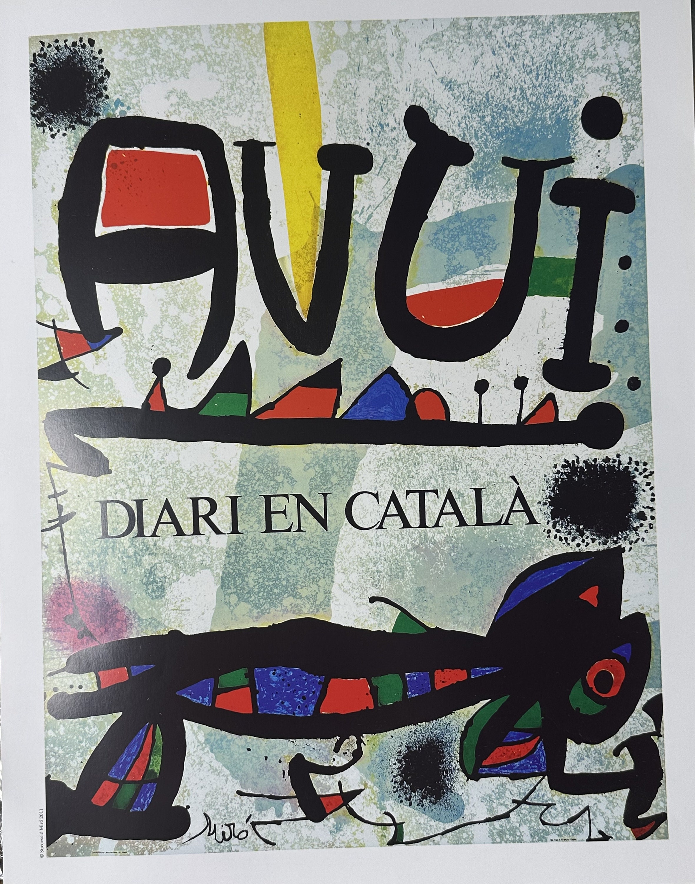 Vintage Joan Miro Signed Poster Avui, Diari En Català 1970s, Original ...