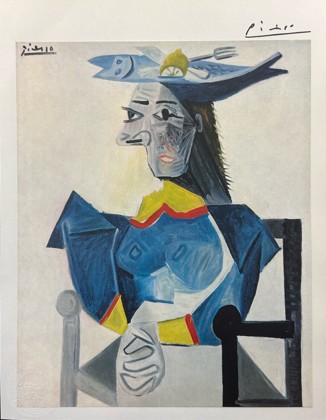 Pablo Picasso Woman in Hat in Fish 1942 Original 1954 Hand - Etsy