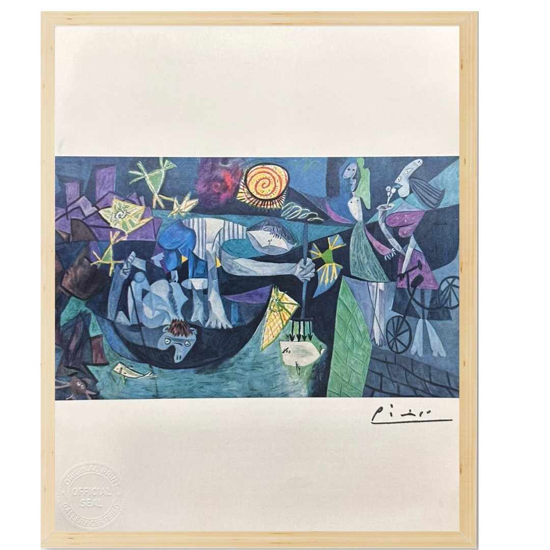 Vintage 1954 Pablo Picasso Color Plate Print Night Fishing at Antibes ...