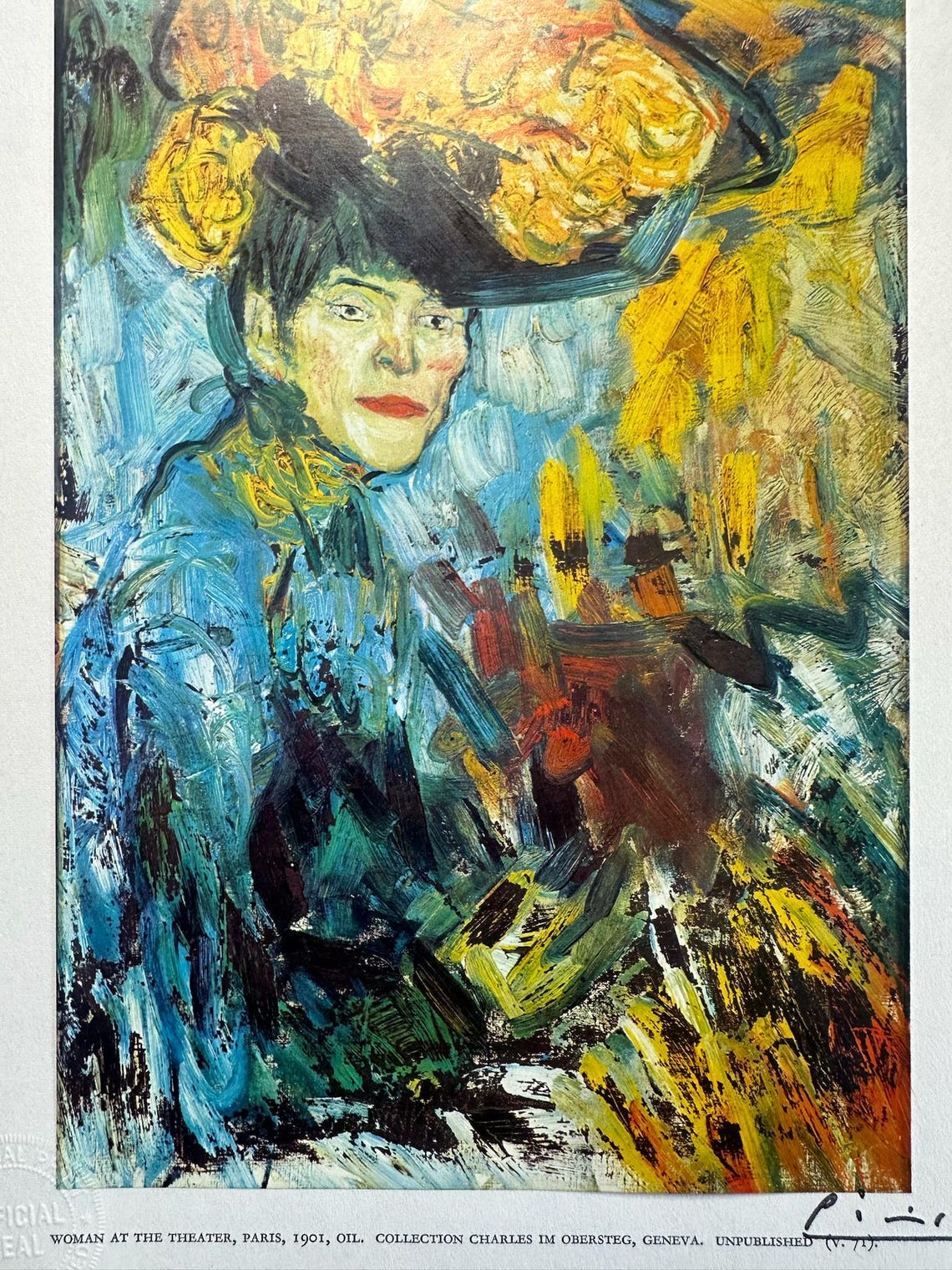 Pablo Picasso Blue Period Print 1901-1905 Woman at the Theater ...