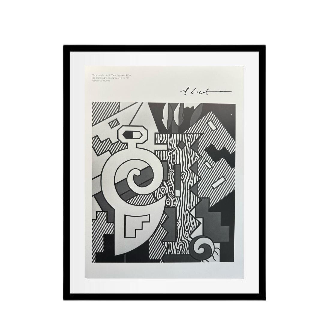 Roy Lichtenstein Print - Composition With Two Figures, Black and White ...