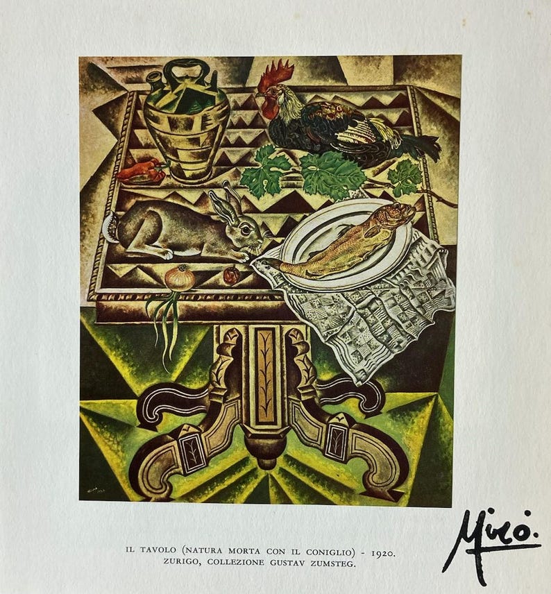 Joan Miro 1969 Vintage Print - Still Life With Rabbit, Rare Collectible ...