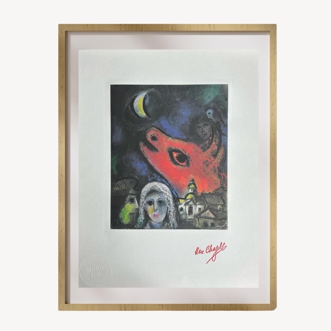 Marc Chagall Original Signed Print, to the Moon, 1953 Signed ...