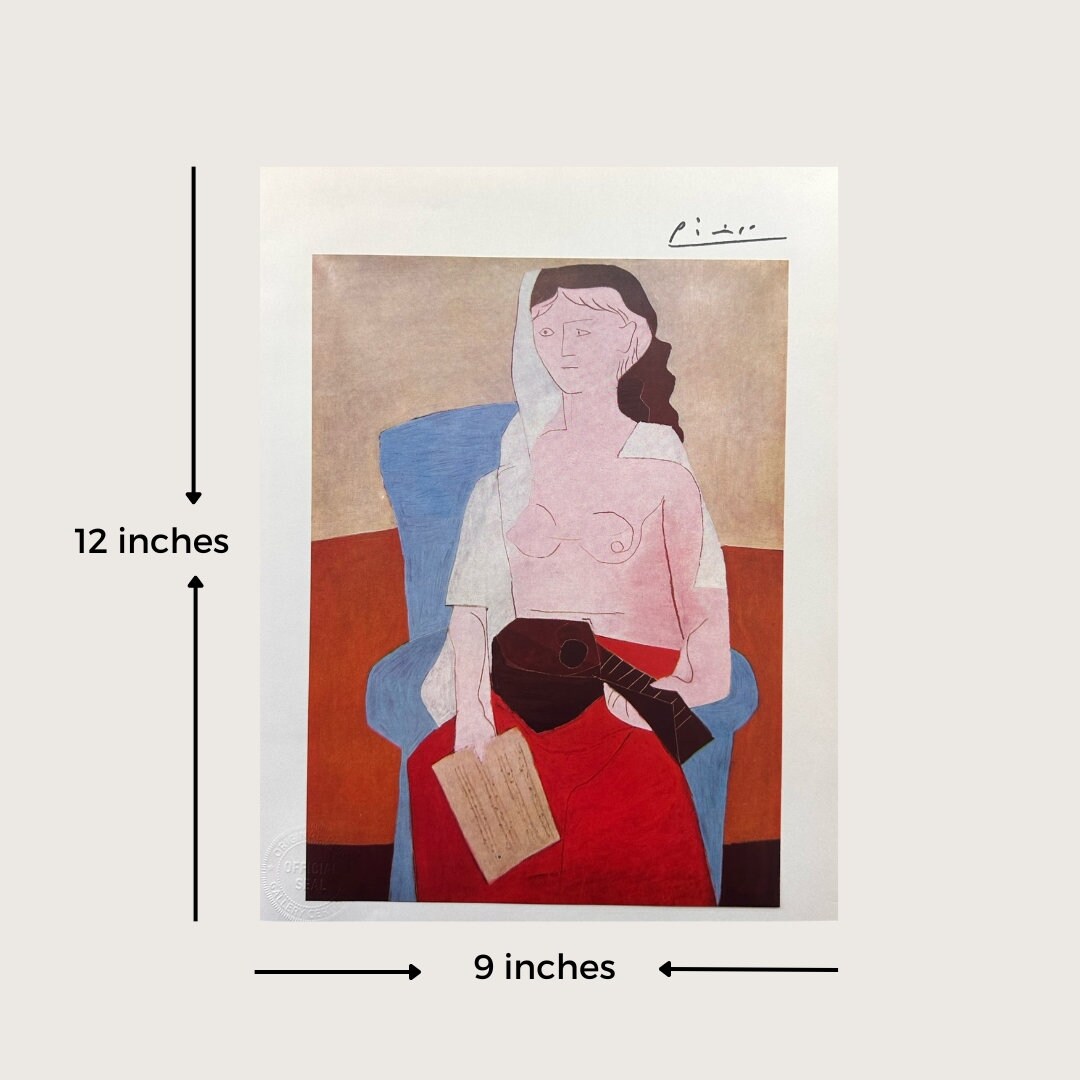 Pablo Picasso Original Signed Print, Woman With Mandolin, 1925, Vintage Art - Etsy