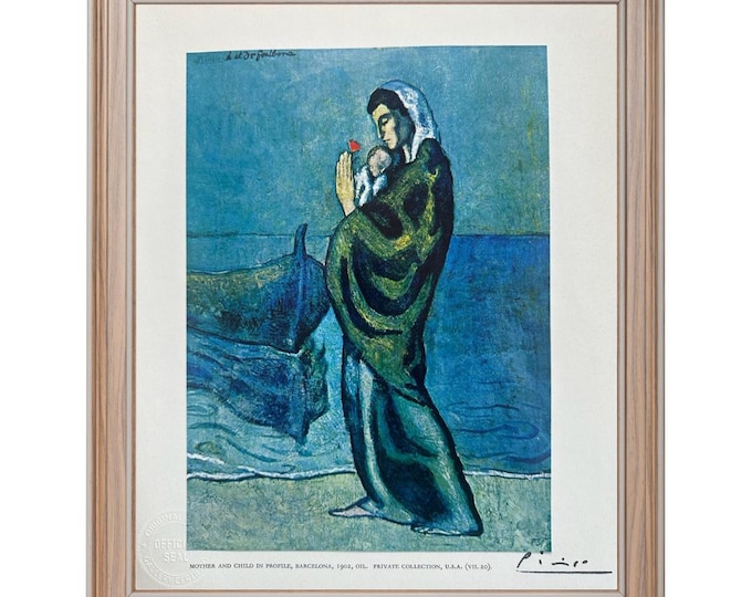 Pablo Picasso Blue Period Print 1901-1905 Mother and Child in Profile ...