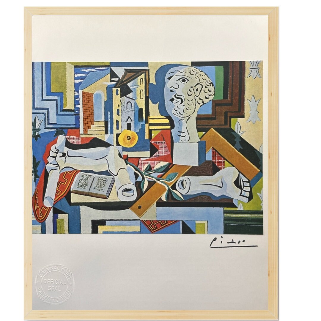 Vintage 1954 Pablo Picasso Color Plate Print Studio With Plaster Head ...