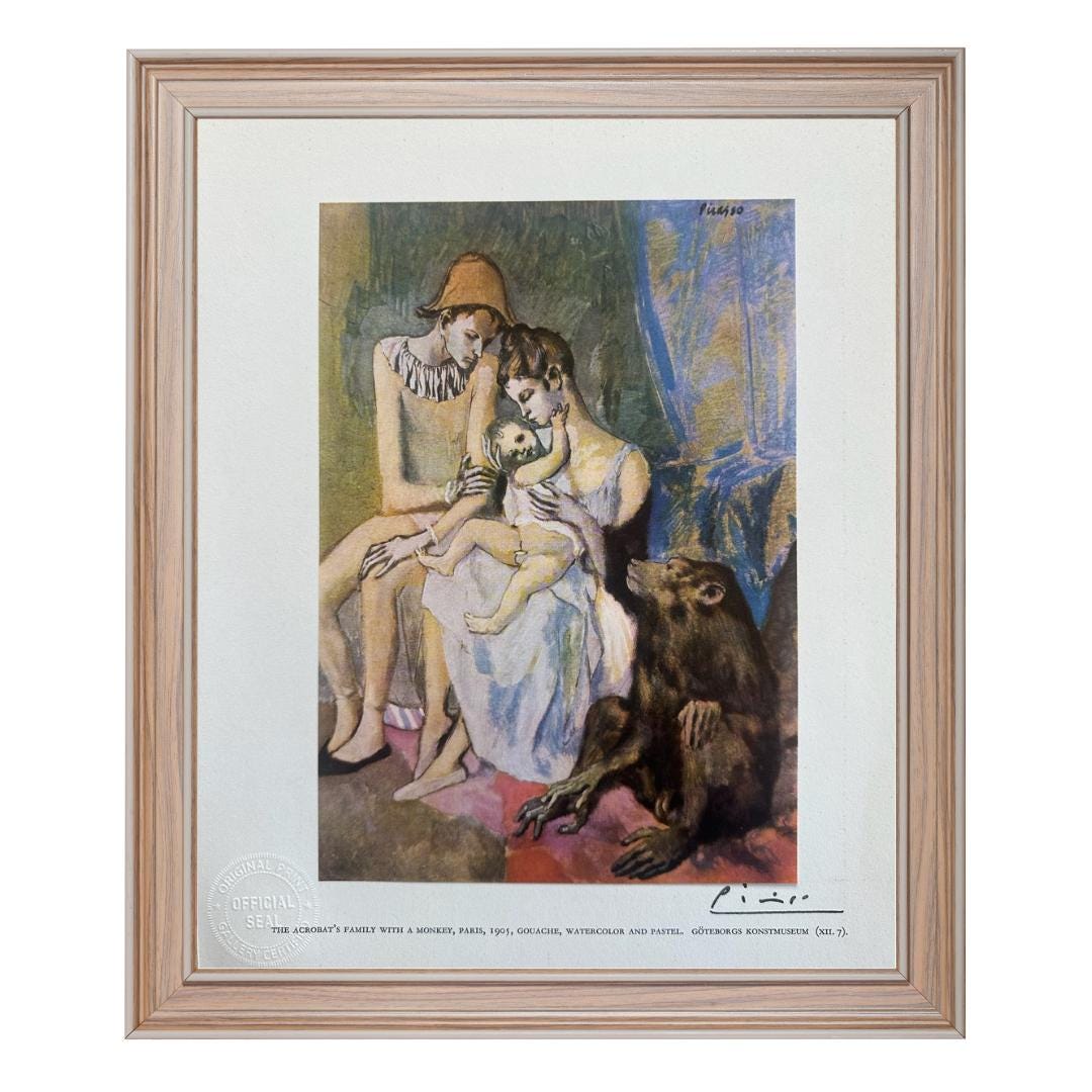 Pablo Picasso Blue Period Print the Acrobat's Family With a Monkey ...
