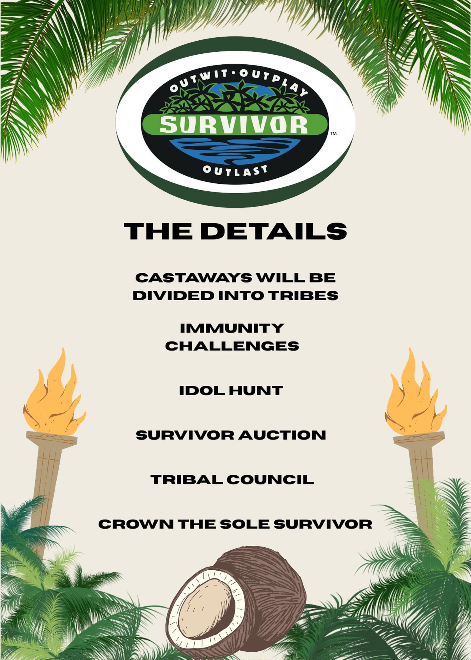 Survivor Themed Bachelorette Invite/details Template, Editable Survivor ...