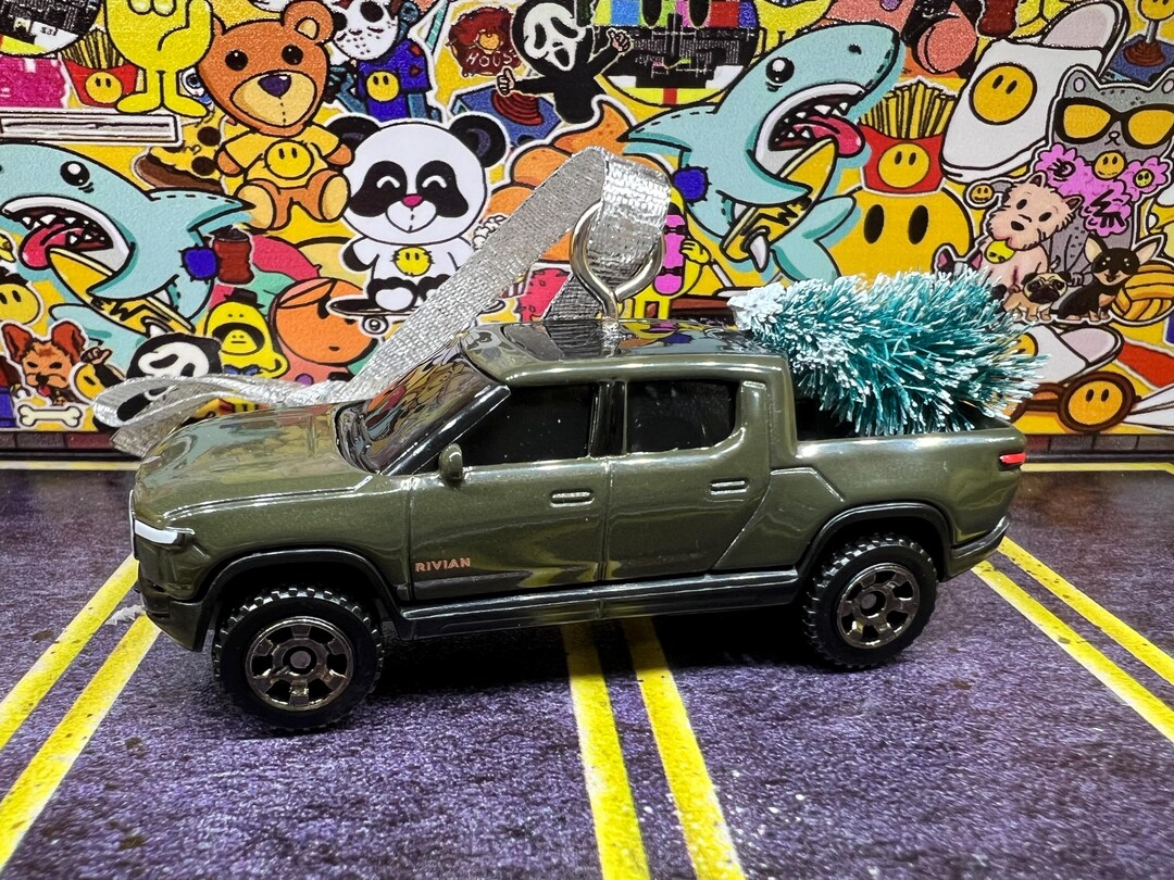 Custom Made Matchbox Ornament - Army Green Rivian R1T With Mini Tree - Etsy