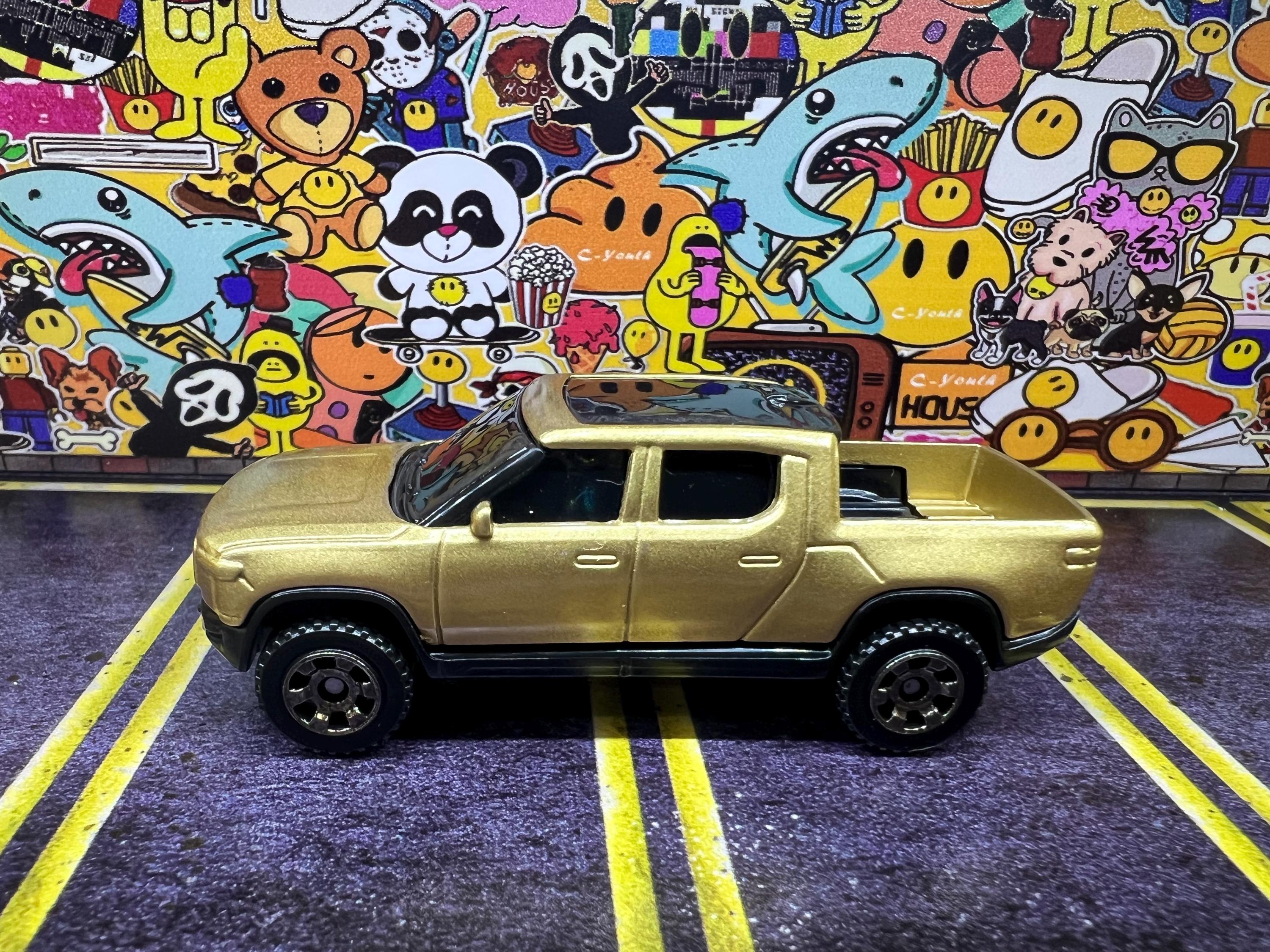 1:64 Scale Custom Painted Matchbox Diecast Truck - Gold Rivian R1T With ...