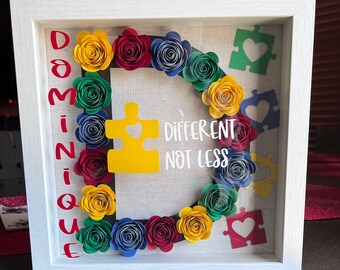 Autism Awareness Shadow Box Rainbow Puzzle Autism Awareness | Etsy