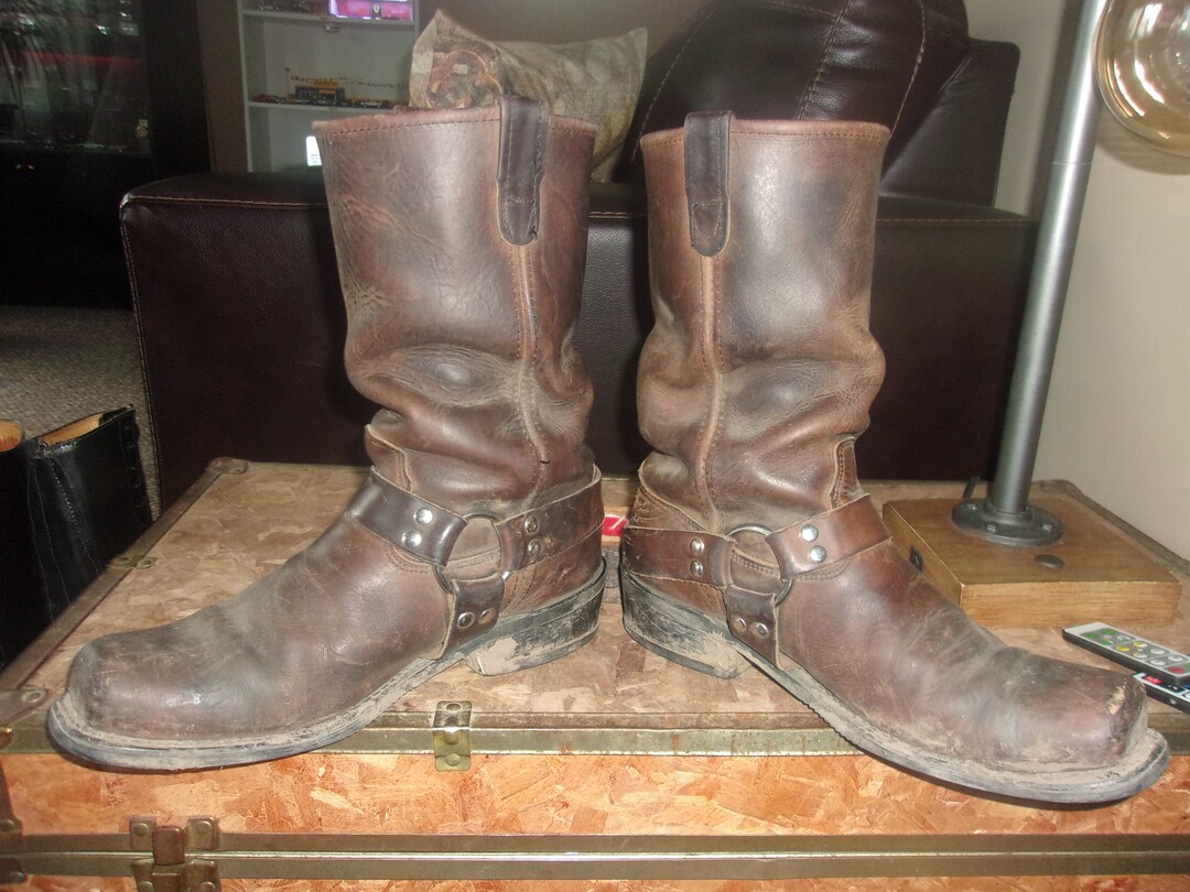 Men's TRASHED Harness Boots Motorcycle Boots GRUNGE Biker Boots ...