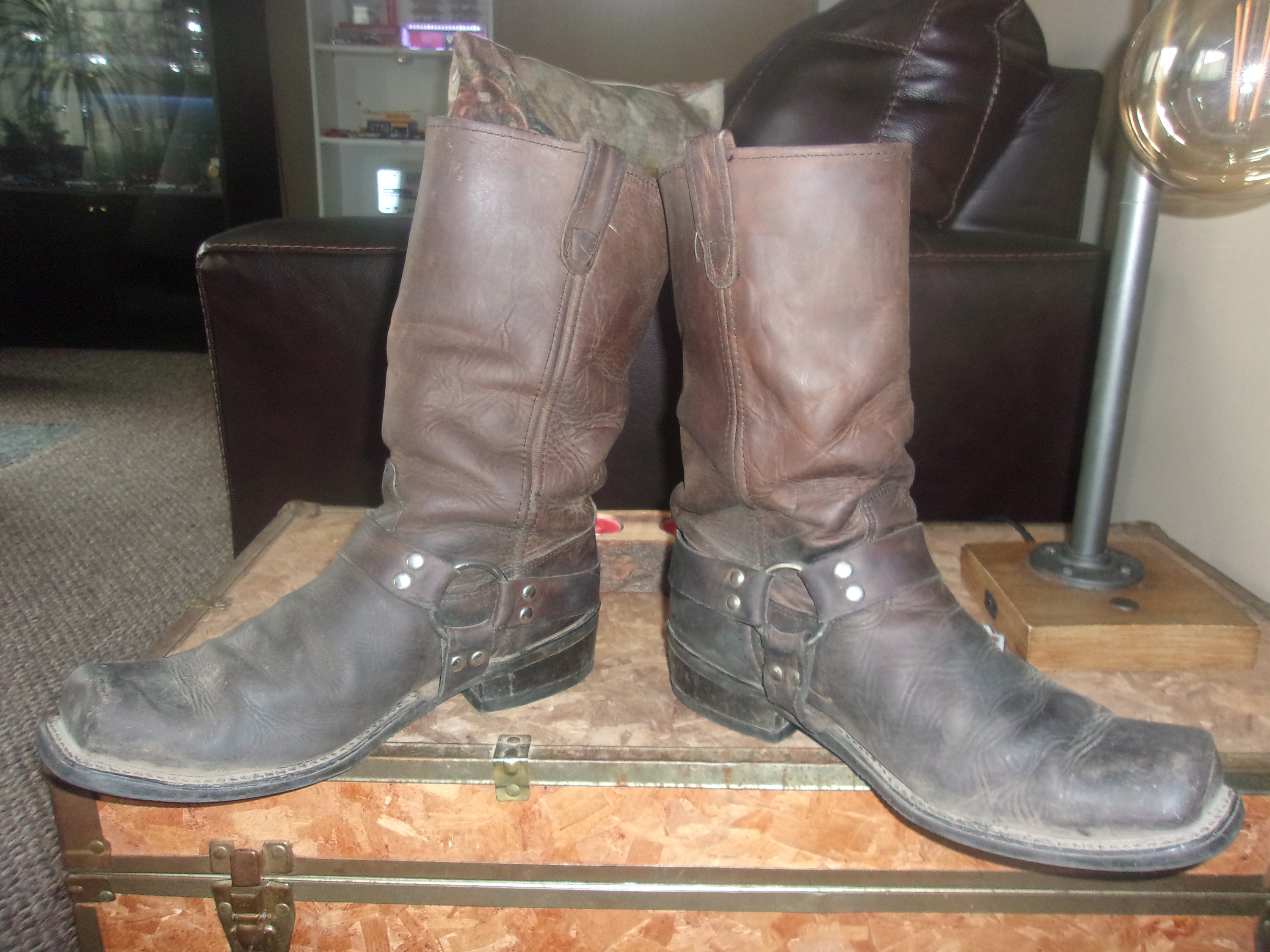 Men's TRASHED Harness Boots Motorcycle Boots GRUNGE Biker Boots ...