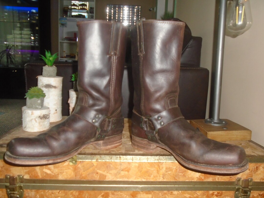 Men's Vintage FRYE HARNESS Boots Motorcycle Boots Biker Boots ANTIQUED ...