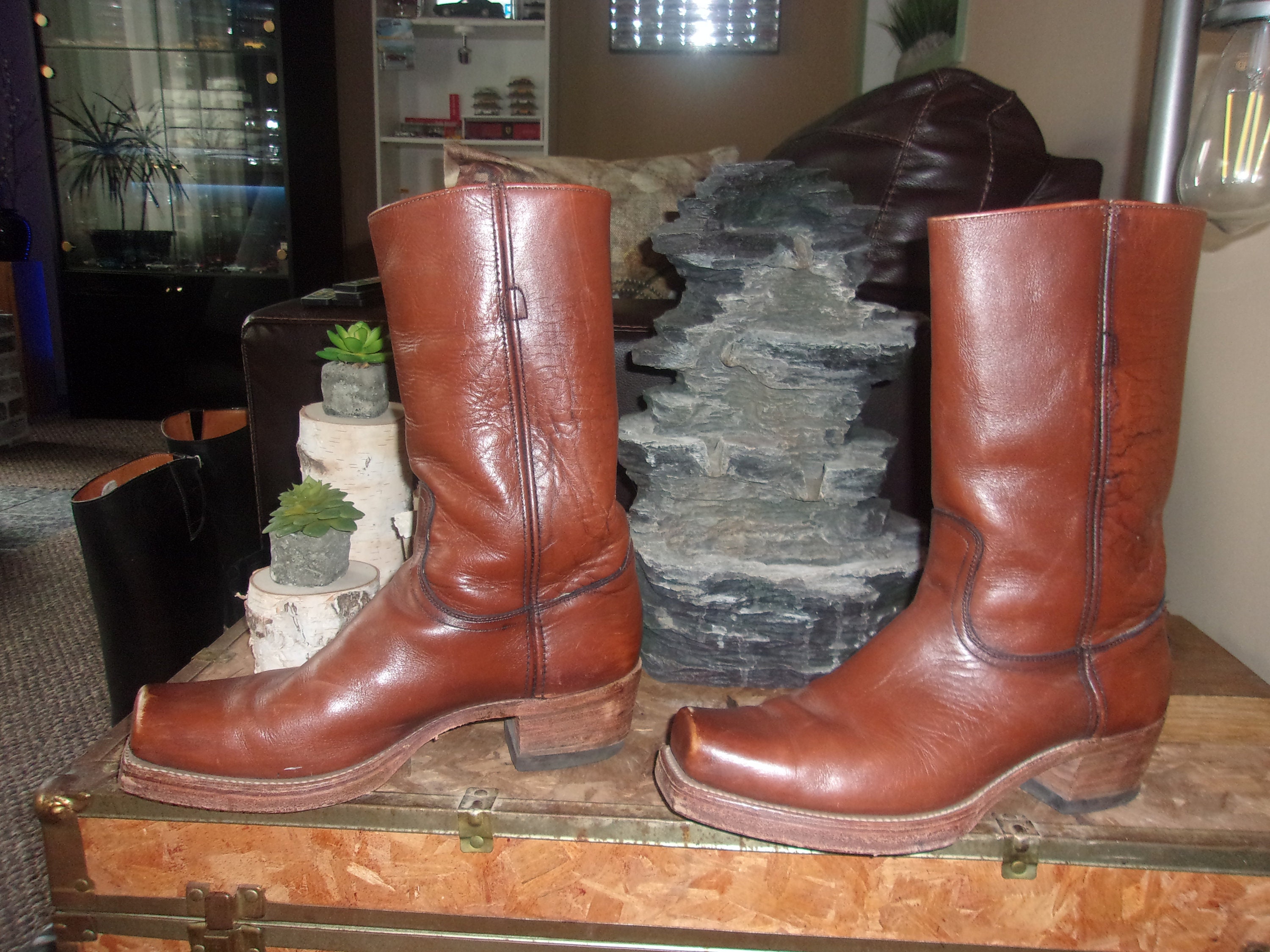 RARE SQUARE Toe Cavalry Frye Vintage Black Label Campus Boots ...