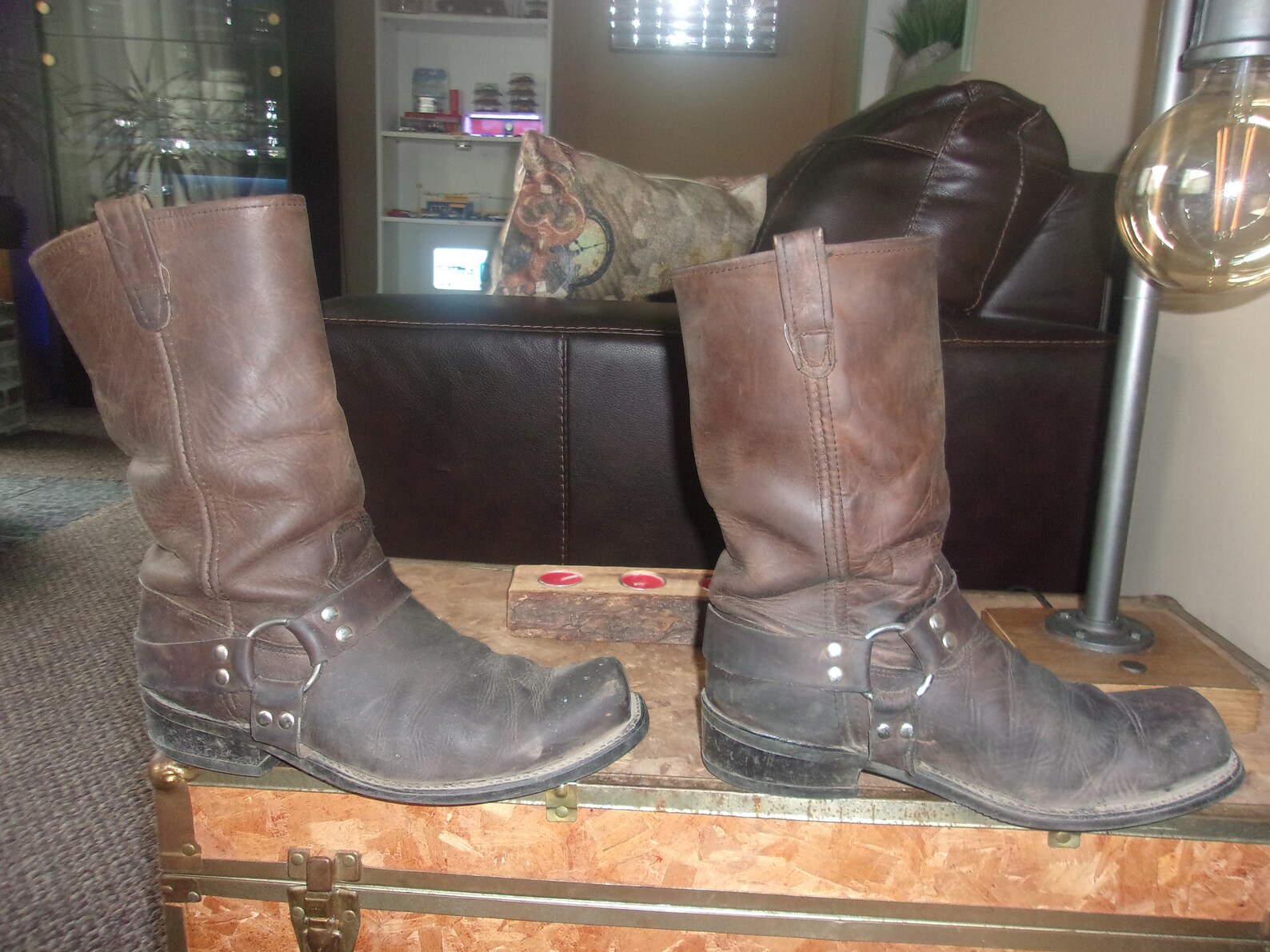 Men's TRASHED Harness Boots Motorcycle Boots GRUNGE Biker Boots ...