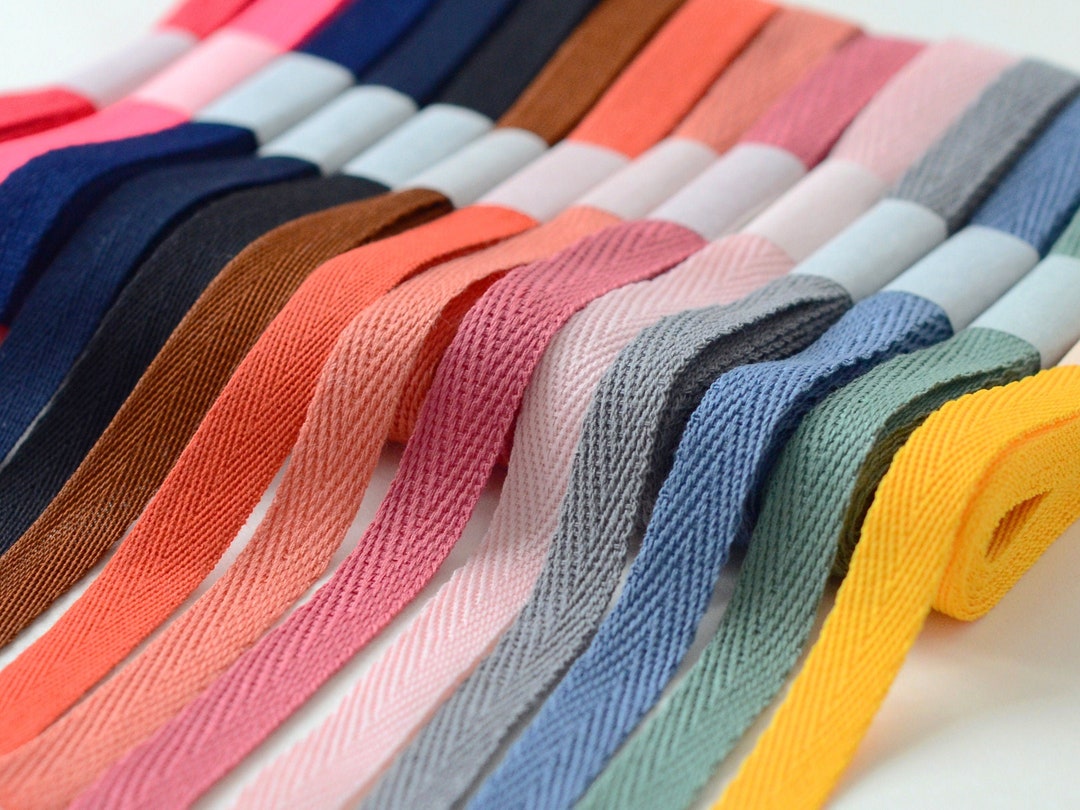 3/8" Color Herringbone Ribbon, 1 Yard Soft Twill Tape for Sewing Home ...