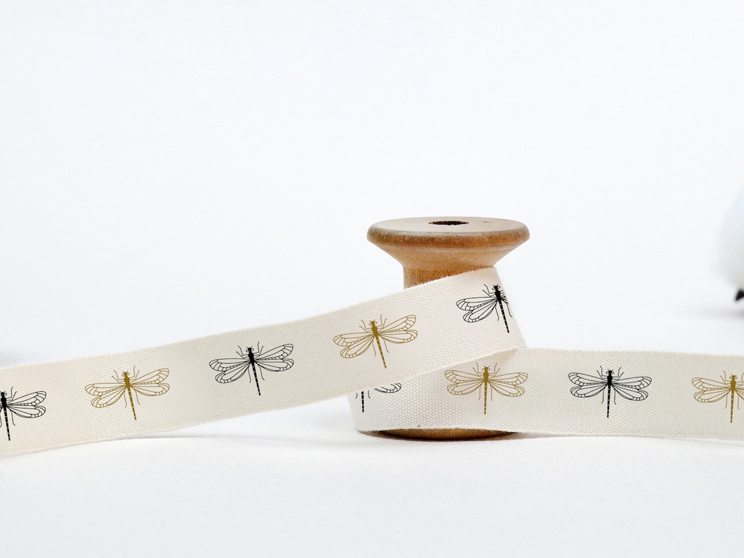 Dragonfly Print Ribbon - 5/8” (15 Mm), 10 Yards (9 M) Cotton Tape for ...